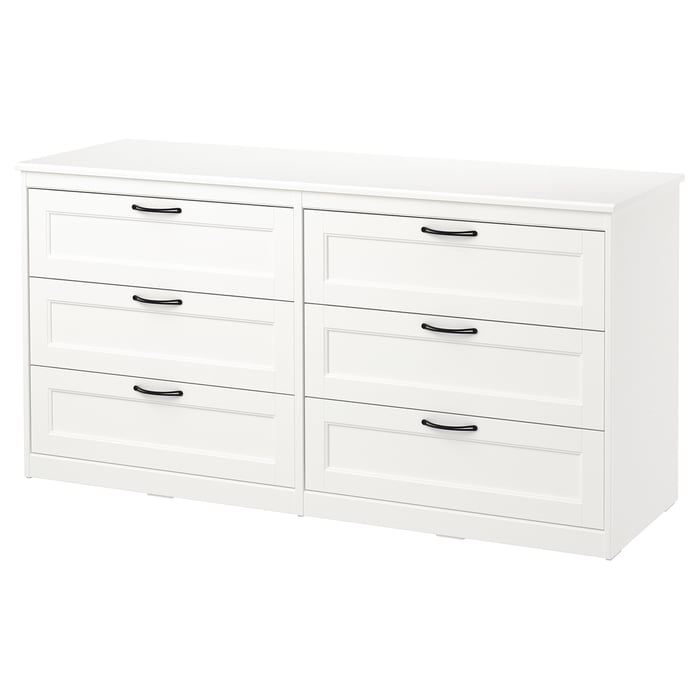 SONGESAND commode à 6 tiroirs, blanc, 161x82 cm (633/8x321/4") - IKEA CA