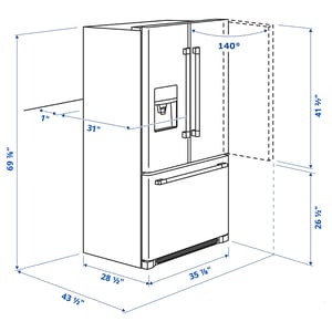 STJÄRNSTATUS Réfrigérateur 2 portes, couleur inox/à profondeur de ...