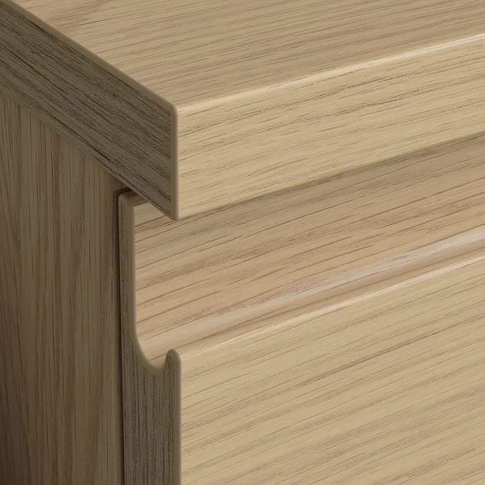 STORKLINTA commode à 4 tiroirs, eff chêne/fonction ouverture/fixation ...