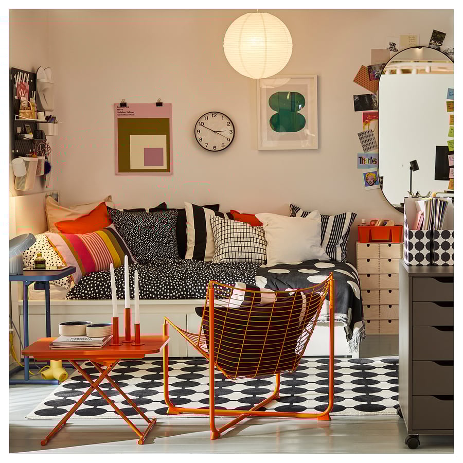 VÄNDPLATS tapis à poils ras, blanc/noir à picots, 133x195 cm (4'4"x6'5") - IKEA CA