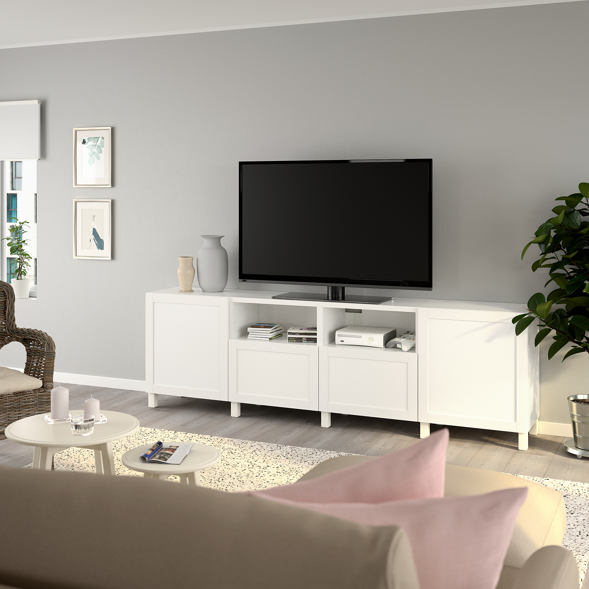 Imagedetailbesta Tv Bank Mit Turen Und Schubladen Wei Hanvikenstubbarp Wei 2022 09 01531801