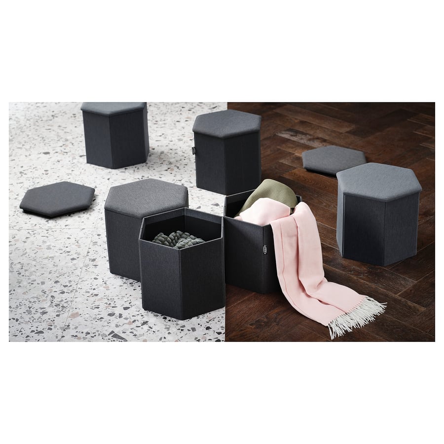 KJUGE Hocker mit Aufbewahrung, Knisa dunkelgrau - IKEA Schweiz