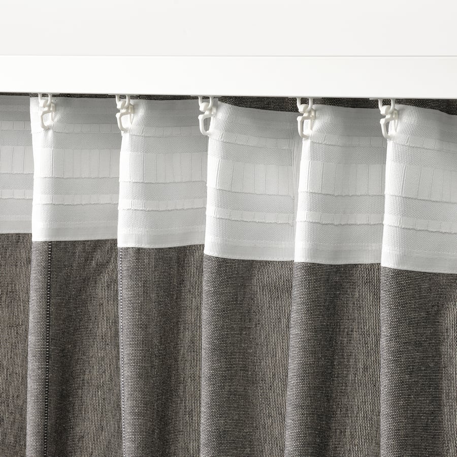 LENDA 2 Gardinen + Raffhalter, dunkelgrau/mit Gardinenband, 140x300 cm ...