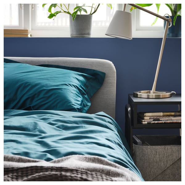LUKTJASMIN Bettwäscheset, 3-teilig - dunkelgrün - IKEA