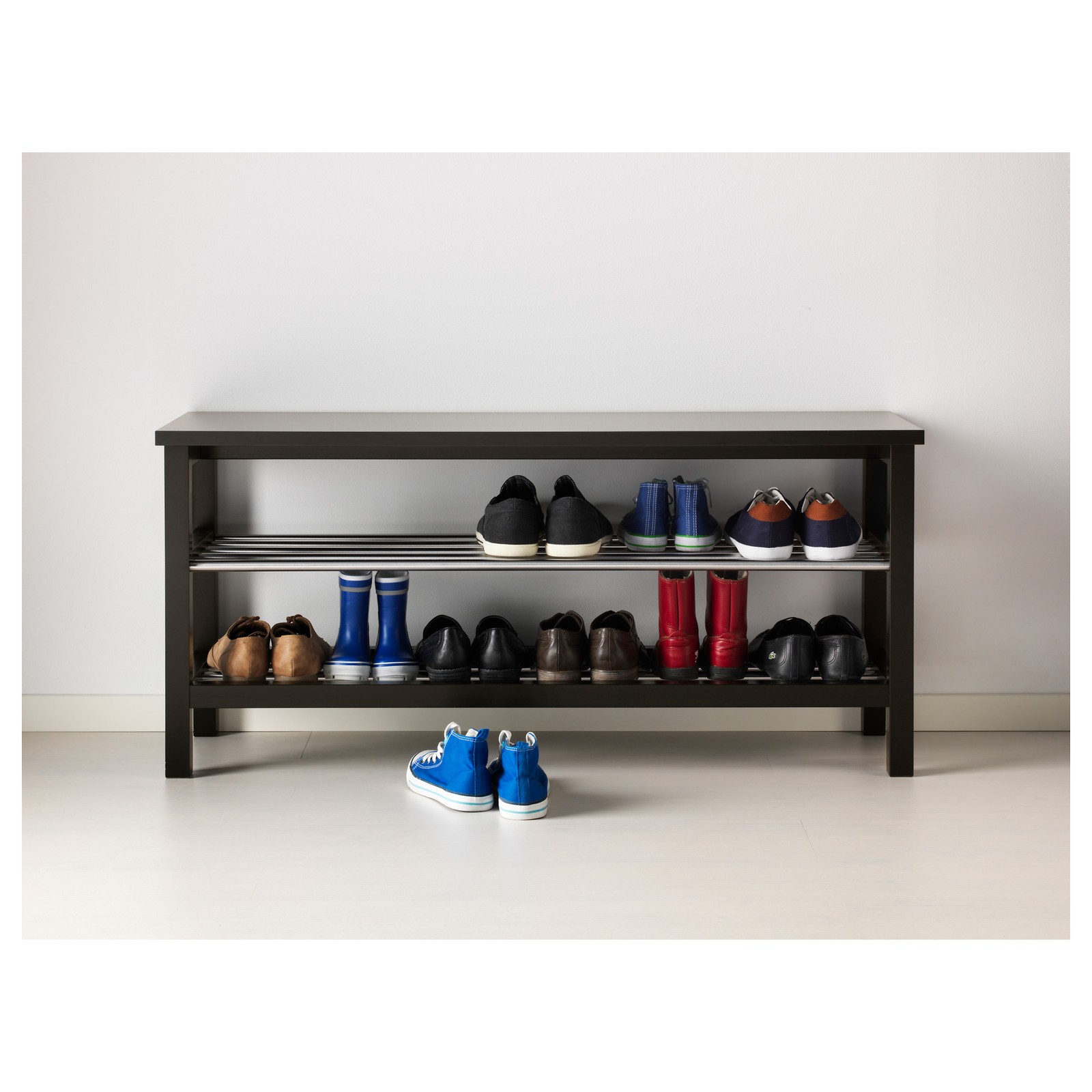 TJUSIG Bank mit Schuhablage, schwarz, 108x50 cm - IKEA Schweiz