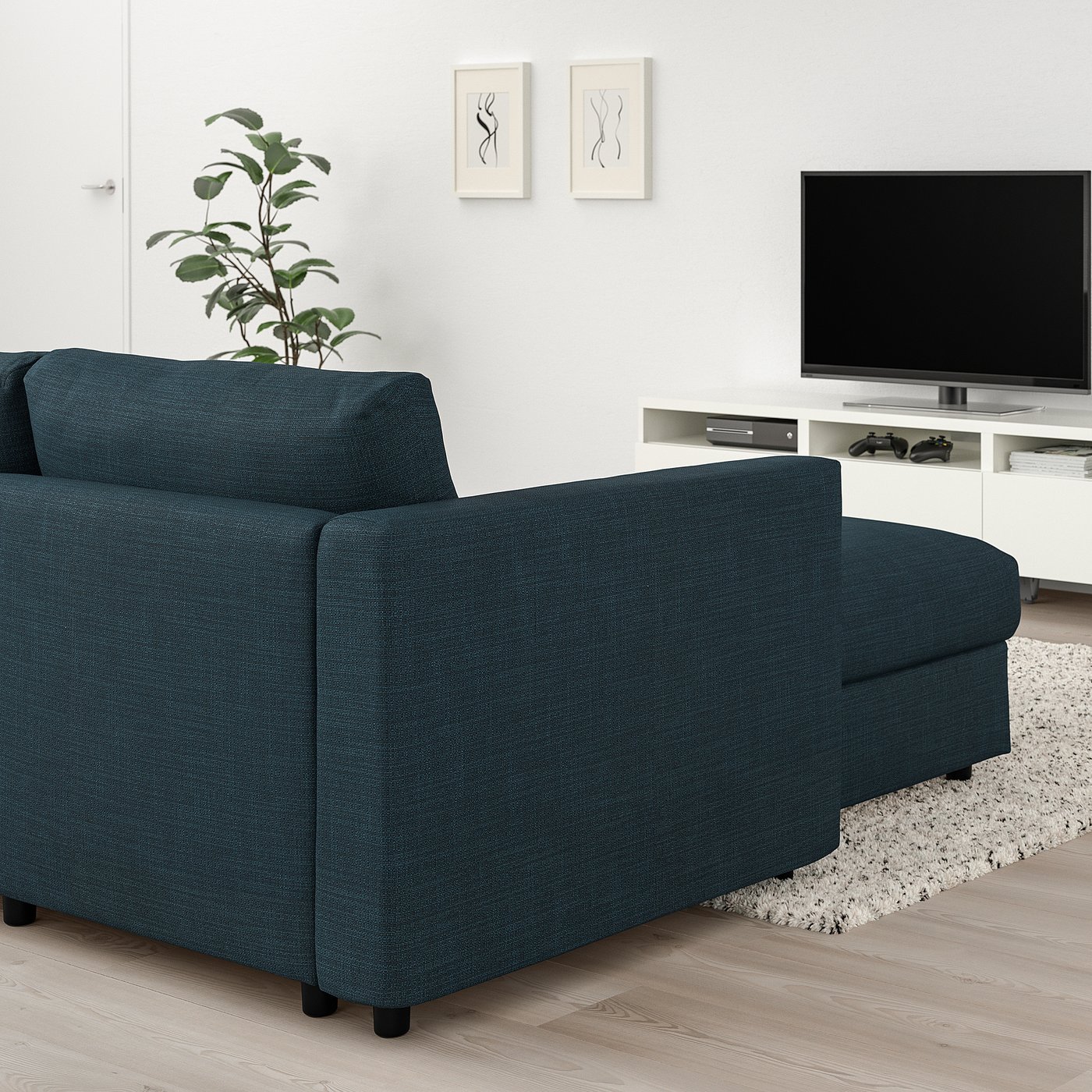 VIMLE 4er-Sofa, Mit Récamiere/Hillared dunkelblau - IKEA Schweiz