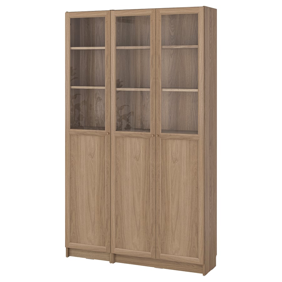 BILLY / OXBERG bookcase comb w panel/glass doors, oak effect ...