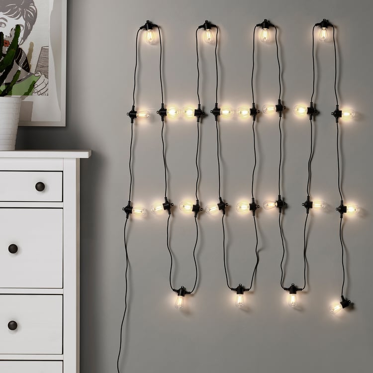 GARDJÄRN LED lighting chain with 24 lights, black/outdoor - IKEA ...