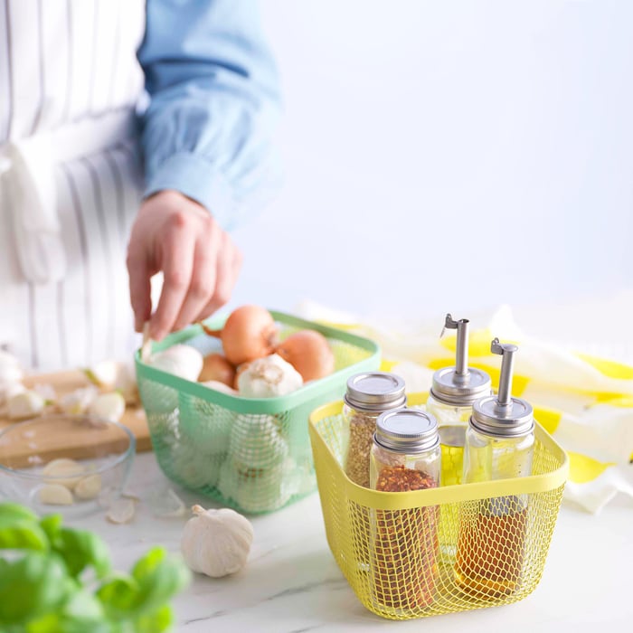 IKEA 365+ food storage basket, metal/yellow green, 14x14x10 cm - IKEA ...