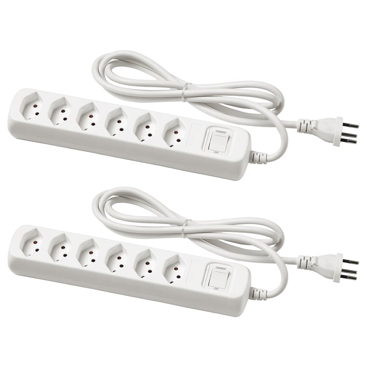 KOPPLA 6-way socket with switch, earthed/white, 1.5 m - IKEA Switzerland