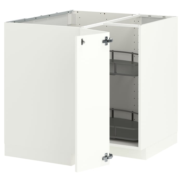METOD corner base cabinet with carousel, white/Aspudden matt white ...