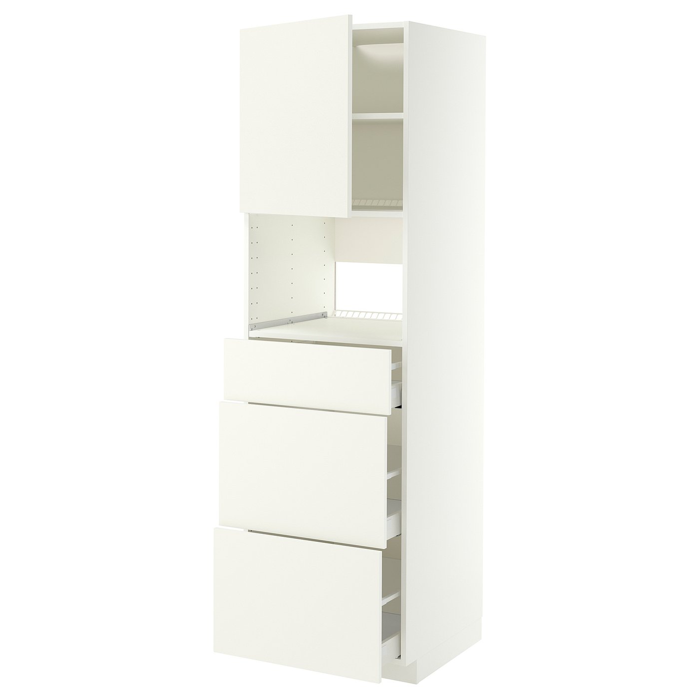 METOD / MAXIMERA high cabinet f built-in appliances, white/Vallstena ...
