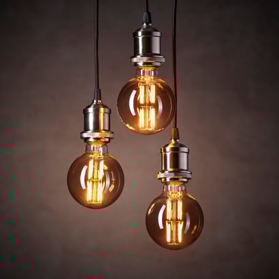 MOLNART LED bulb E27 150 lumen, globe grey clear glass, 95 mm - IKEA ...