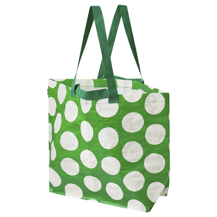 SÄCKKÄRRA carrier bag, white/green, 18x45x45 cm/36 l - IKEA Switzerland