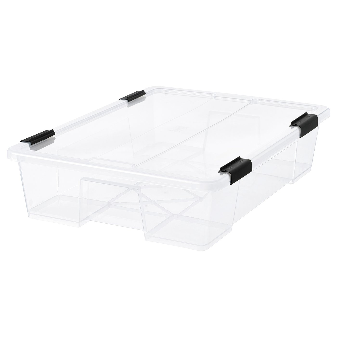 SAMLA box with lid/clip lock, transparent/black, 79x57x19 cm/55 l ...