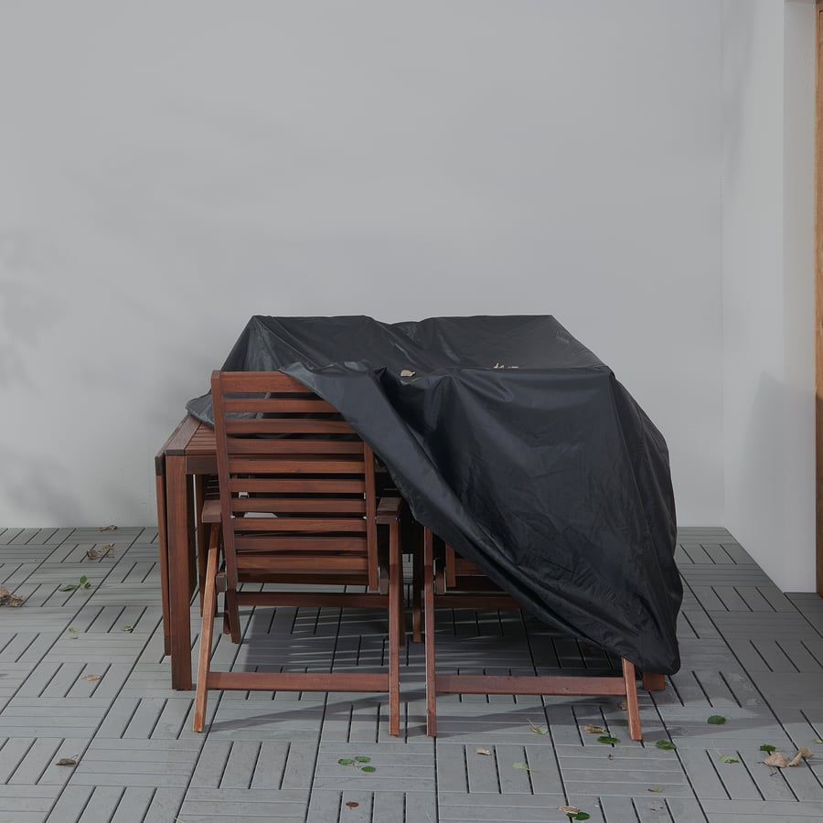 TOSTERÖ Cover for furniture set, dining set/black, 145x145 cm - IKEA ...