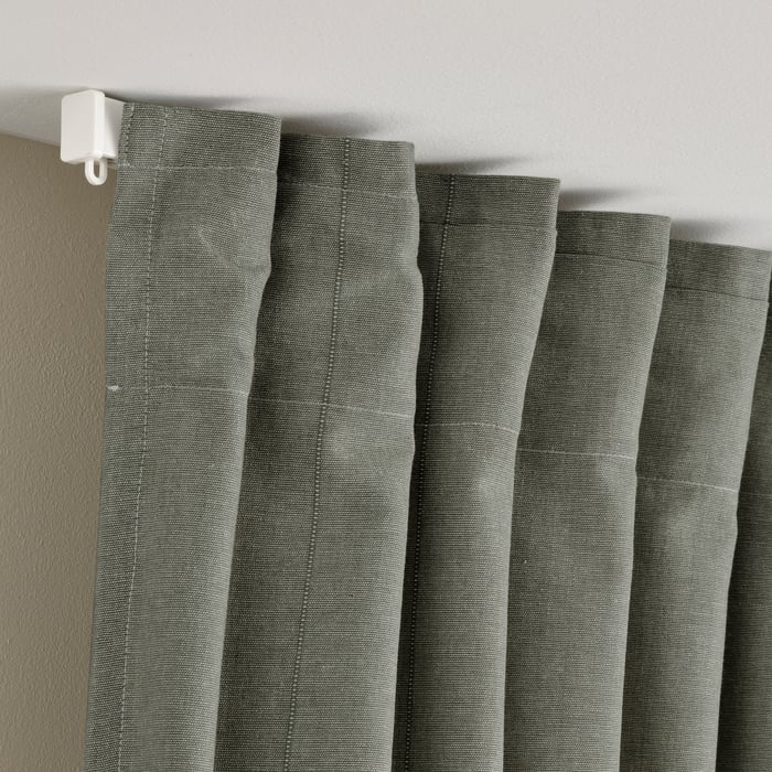 LENDA rideaux+embrasses, 2 pcs, gris-vert clair/ruflette, 140x300 cm ...