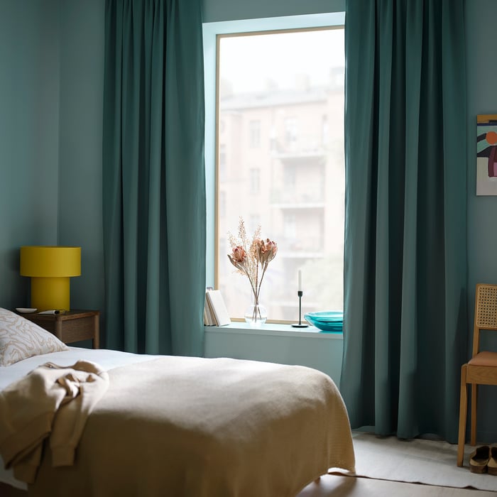 MAJGULL rideaux assombrissants, 2 pièces, gris foncé - turquoise ...