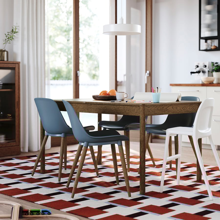 TONSTAD / GRÖNSTA table et 4 chaises, brun plaqué chêne/gris turquoise ...