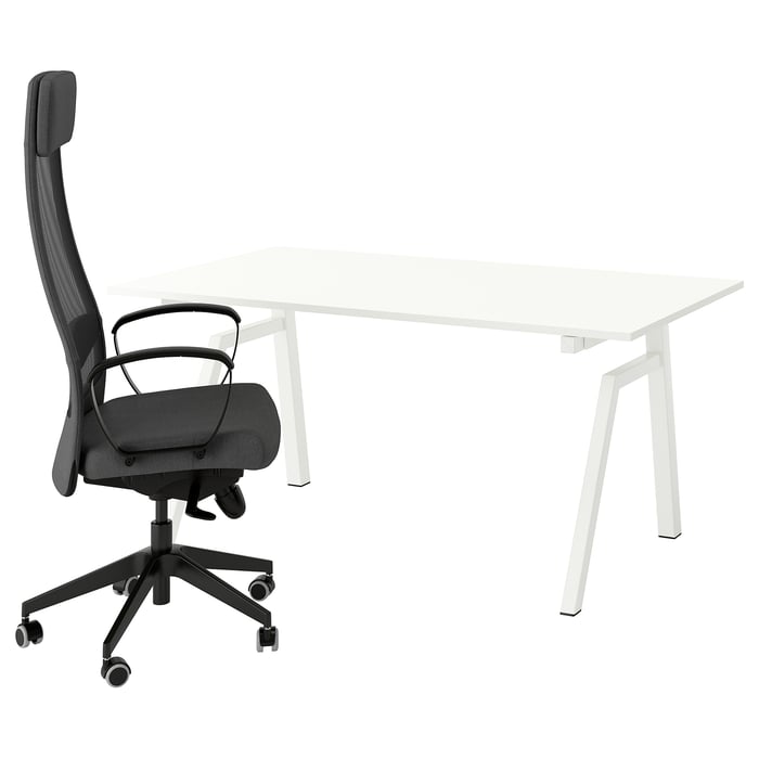 TROTTEN / MARKUS bureau et chaise, électrique/blanc gris foncé, 160x80 ...
