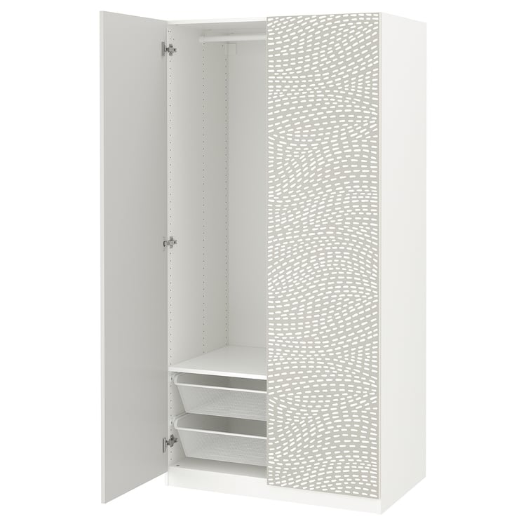 PAX / MISTUDDEN combinazione di guardaroba, bianco/grigio fantasia ...