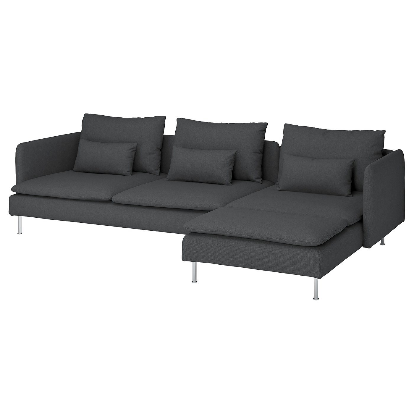 SÖDERHAMN divano a 4 posti con chaise-longue, Fridtuna grigio scuro ...