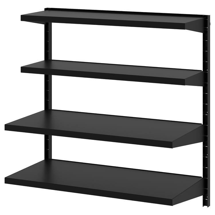 BROR Set repisas con soporte, negro, 88x30/45x90 cm - IKEA Chile