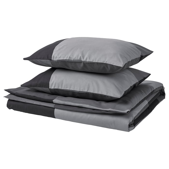 BRUNKRISSLA Funda plumón con 2 fundas almohada, negro, 240x220/50x60 cm ...