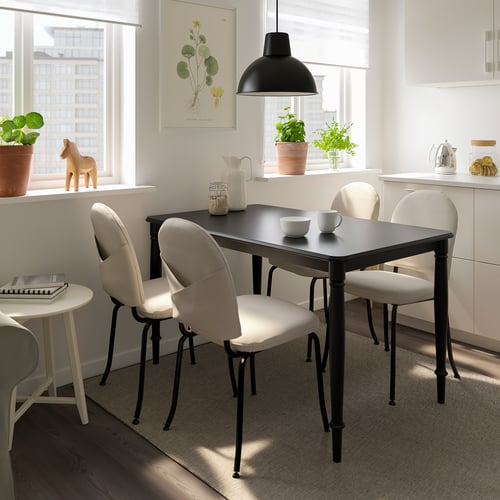 DANDERYD / EBBALYCKE Juego de comedor con 4 sillas, negro/Idekulla beige, 130 cm - IKEA Chile