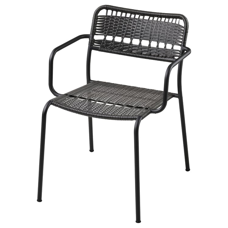 LÄCKÖ Silla con apoyabrazos para terraza, Gris oscuro - IKEA Chile
