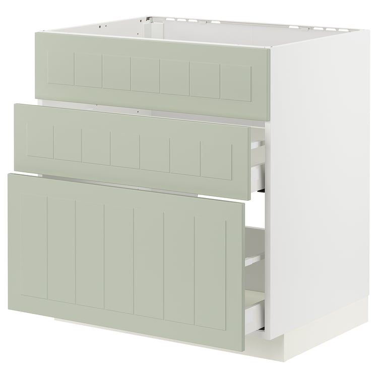 METOD / MAXIMERA Mueble base, 2 cajones, blanco/Stensund menta, 80x60 ...