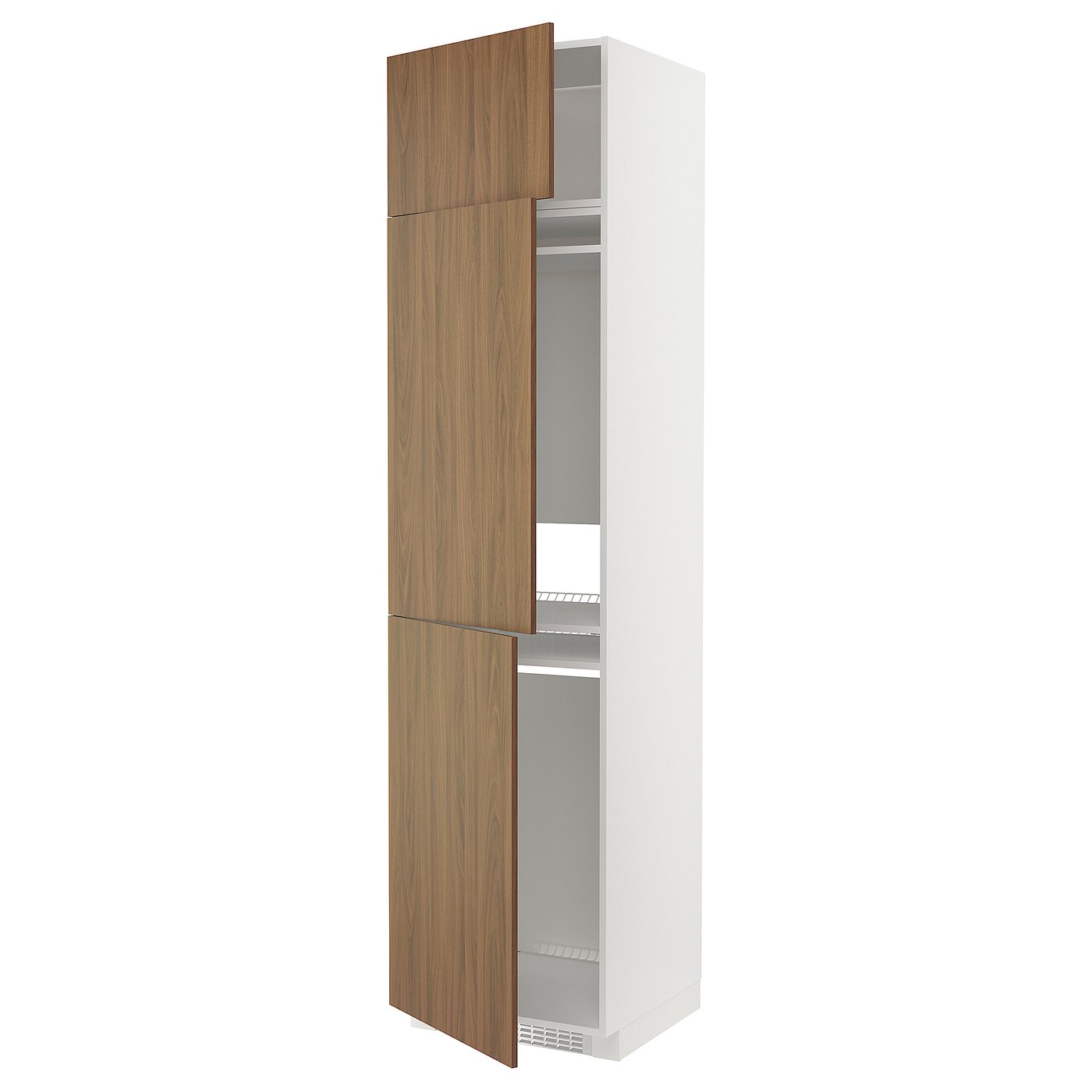 METOD Mueble para refrigerador, 3 puertas, blanco/Tistorp efecto nogal ...