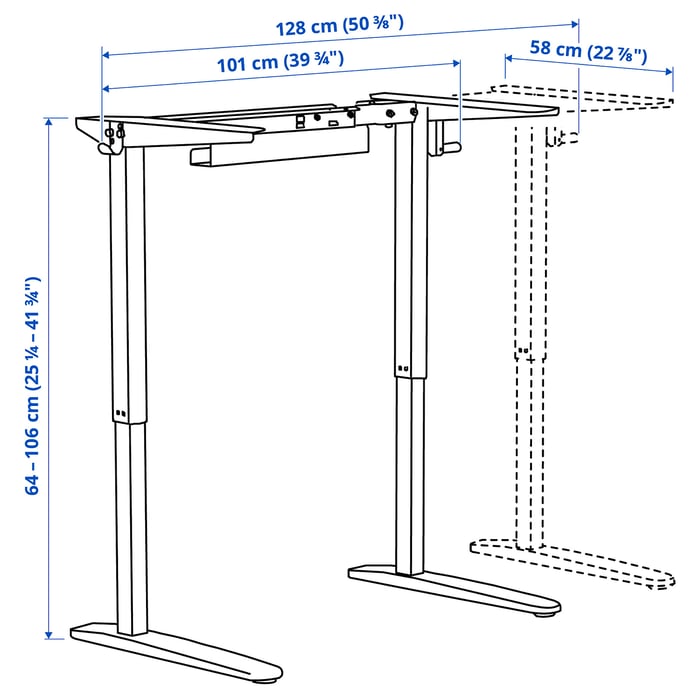 RELATERA Base de mesa regulable infantil, blanco, 90/117 cm - IKEA Chile