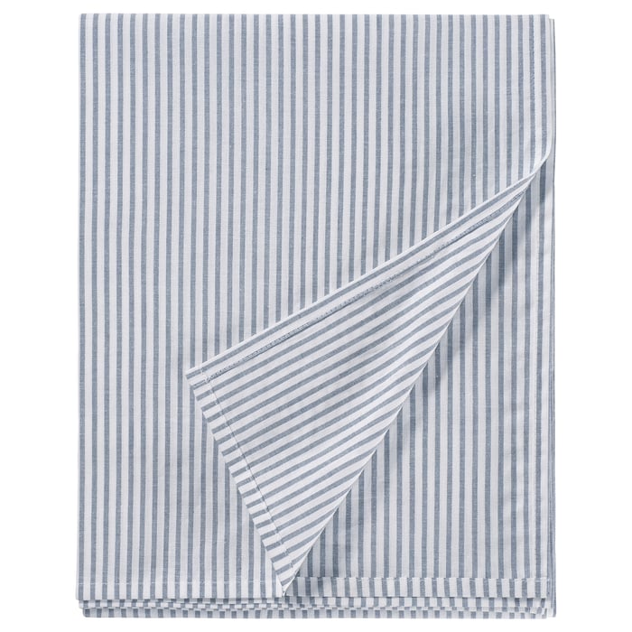 SOLFIBBLA sábana, blanco azul/raya, 240x260 cm - IKEA Chile