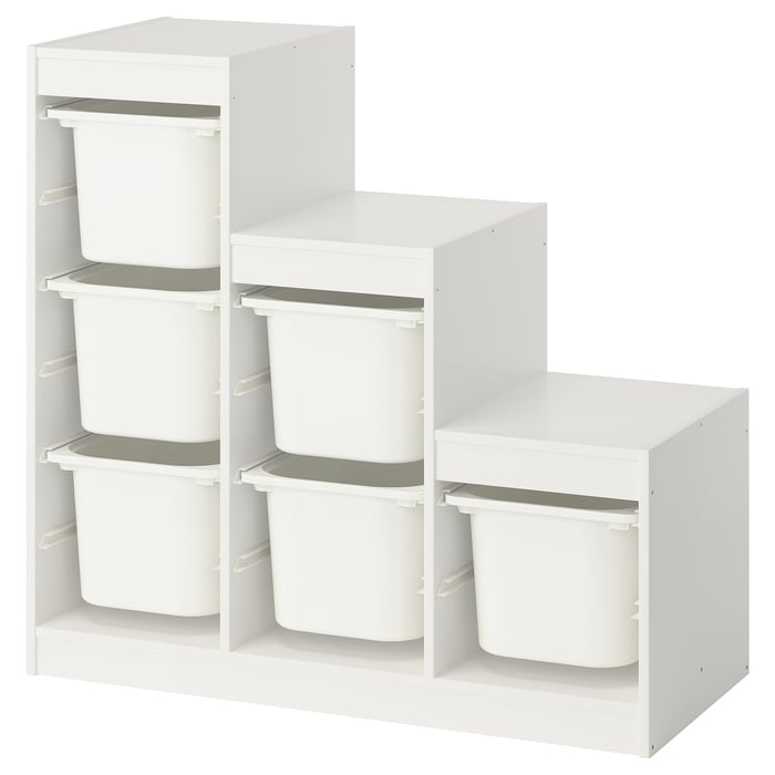 TROFAST combinación de almacenaje con cajas, blanco/blanco, 99x44x94 cm - IKEA Chile