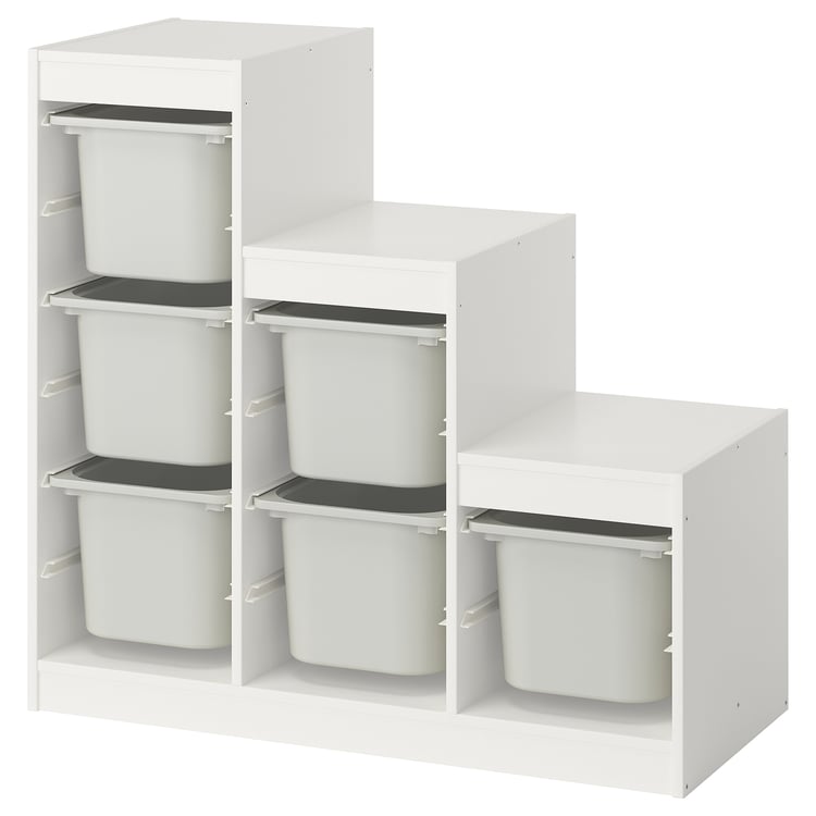 TROFAST combinación de almacenaje con cajas, blanco/gris, 99x44x94 cm - IKEA Chile