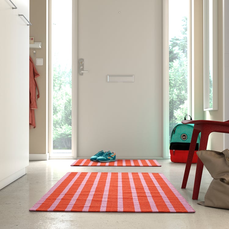 VÄGSKYLT Alfombra, rosado/naranjo, 80x150 cm - IKEA Chile
