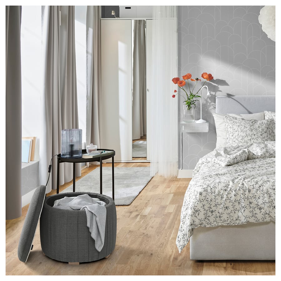 ÅTERLÖGA Puff, con almacenamiento/Kilanda gris oscuro - IKEA Colombia