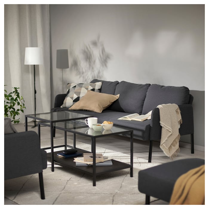 GLOSTAD Sofá 3 puestos, Knisa gris oscuro - IKEA Colombia