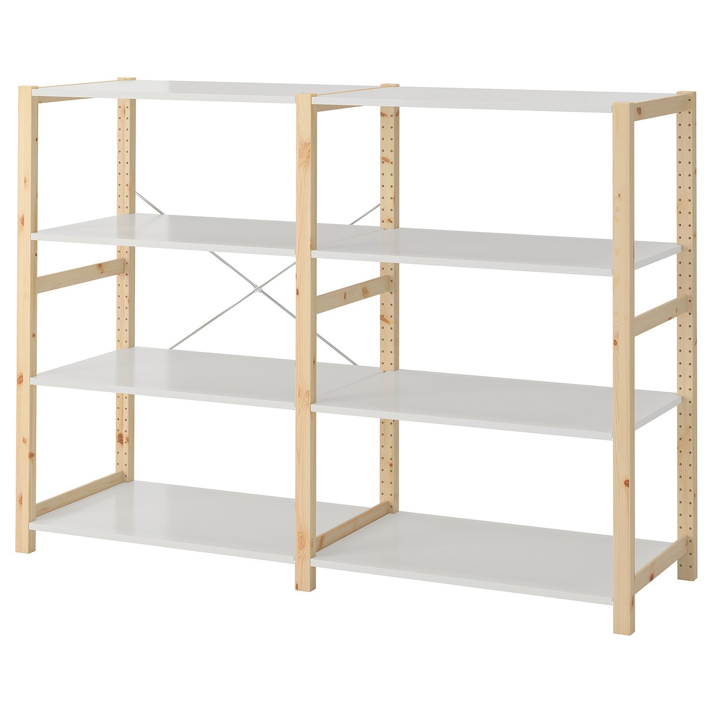 IVAR 2 secciones/repisas, pino/metal blanco, 175x50x124 cm - IKEA Colombia