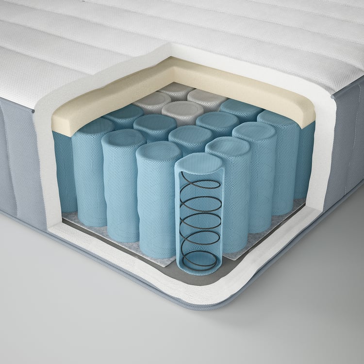 VALEVÅG Colchón de resortes tipo pocket, Firme/azul claro, 90x200 cm ...