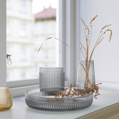 GRADVIS Váza, šedá, 19 cm - IKEA