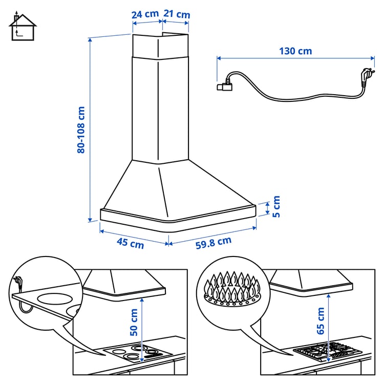 NILSBYN nástěnná digestoř, IKEA 300 černá, 60 cm - IKEA
