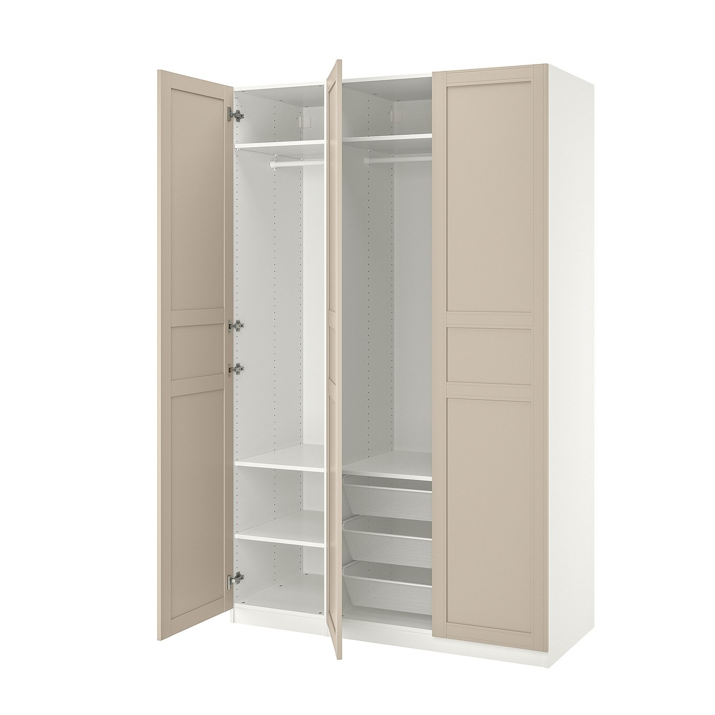 PAX / FLISBERGET šatní sestava, bílá/světle béžová, 150x60x236 cm - IKEA