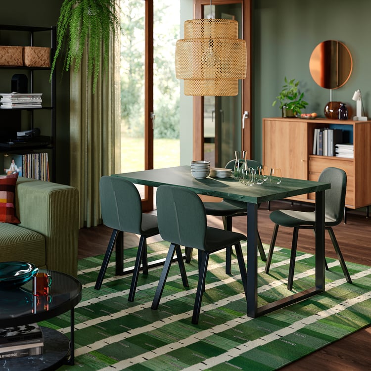 SKÅLSTA židle, Knäbäck, zelenošedé/profilovaný kov/černošedé - IKEA