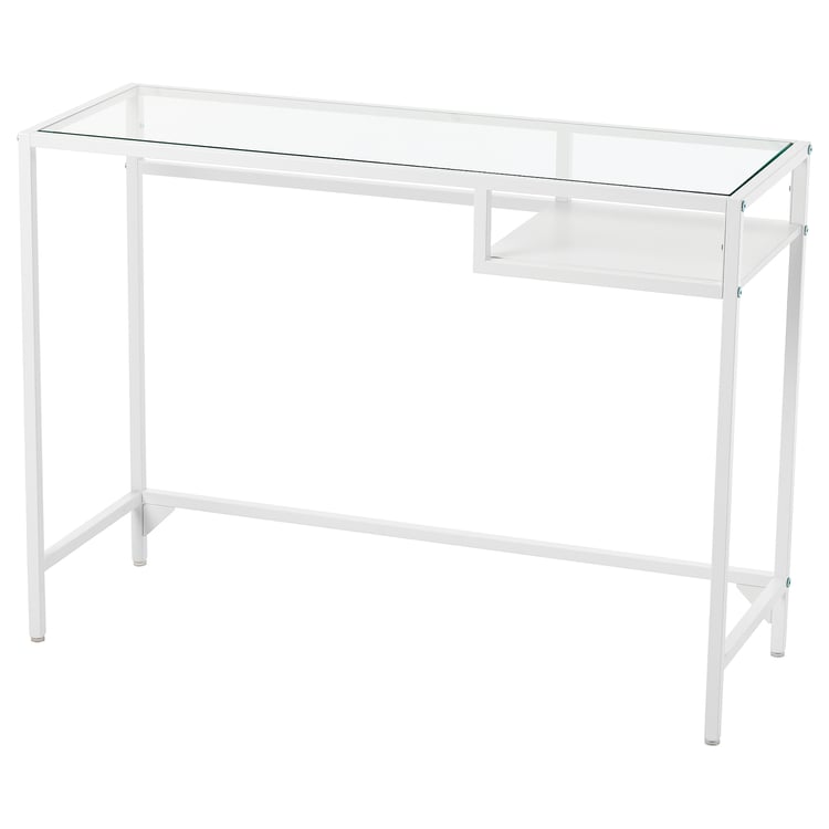 VITTSJÖ stůl na notebook, bílá/sklo, 100x36 cm - IKEA