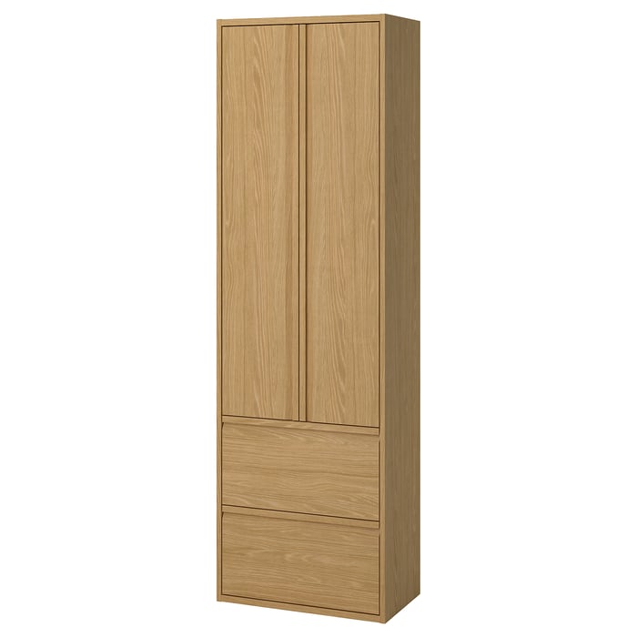 ÄNGSJÖN high cabinet with doors/drawers, oak effect, 60x35x195 cm - IKEA