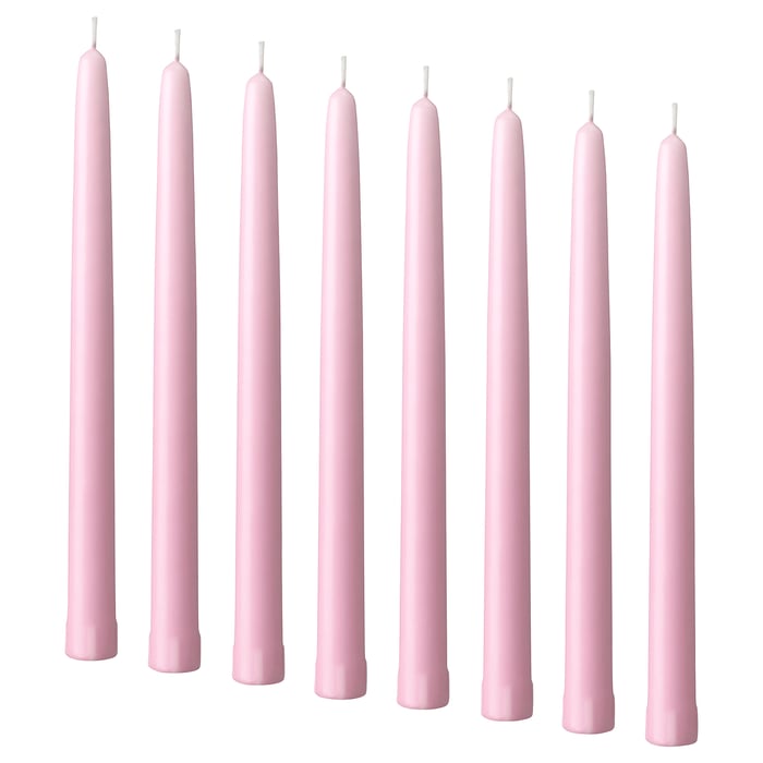 KLOKHET unscented candle, light pink, 25 cm - IKEA