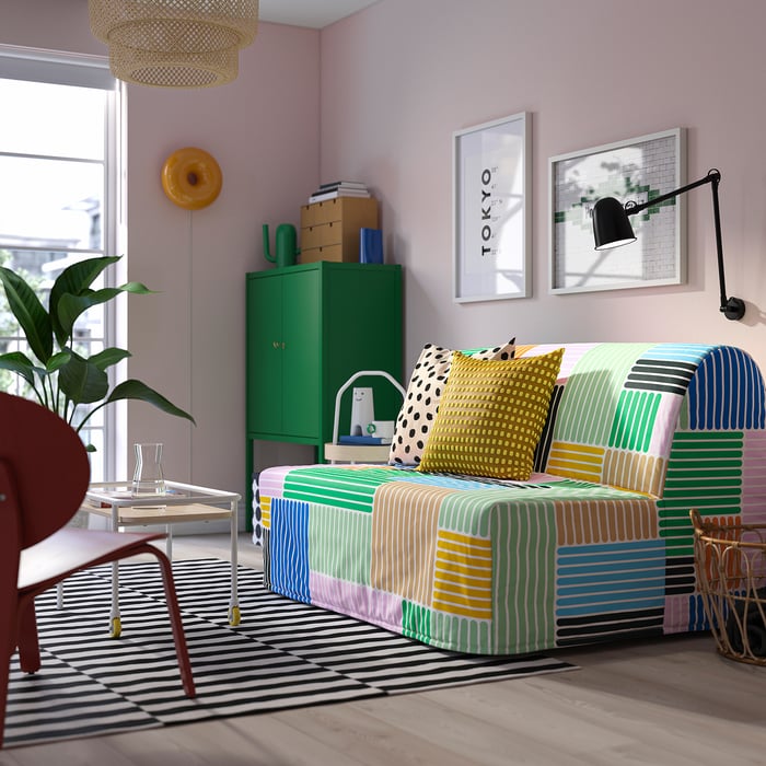 LYCKSELE LÖVÅS 2-seat sofa-bed, Grindtorp multicolour - IKEA