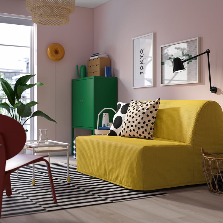 LYCKSELE MURBO 2-seat sofa-bed, Vansbro yellow - IKEA